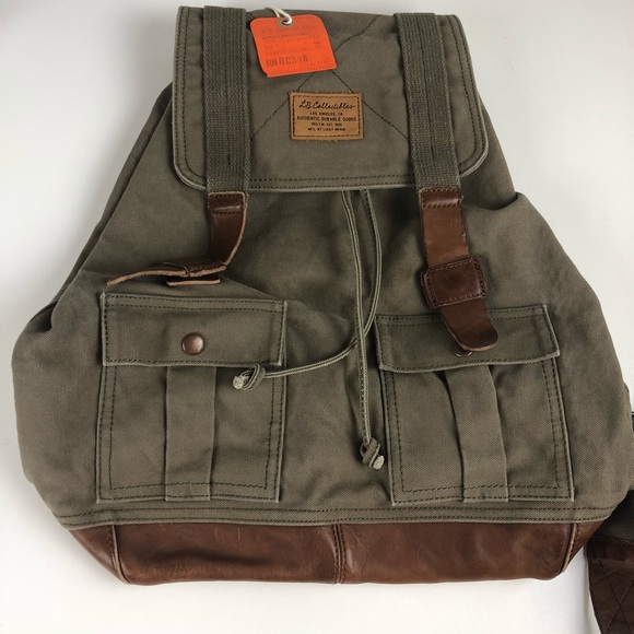 Lucky Brand | Bags | Lucky Brand Collectibles Canvas Leather Backpack ...